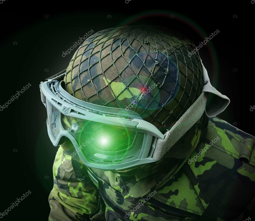 Abstract airsoft soldier, view from above on the upper body — Stock ...