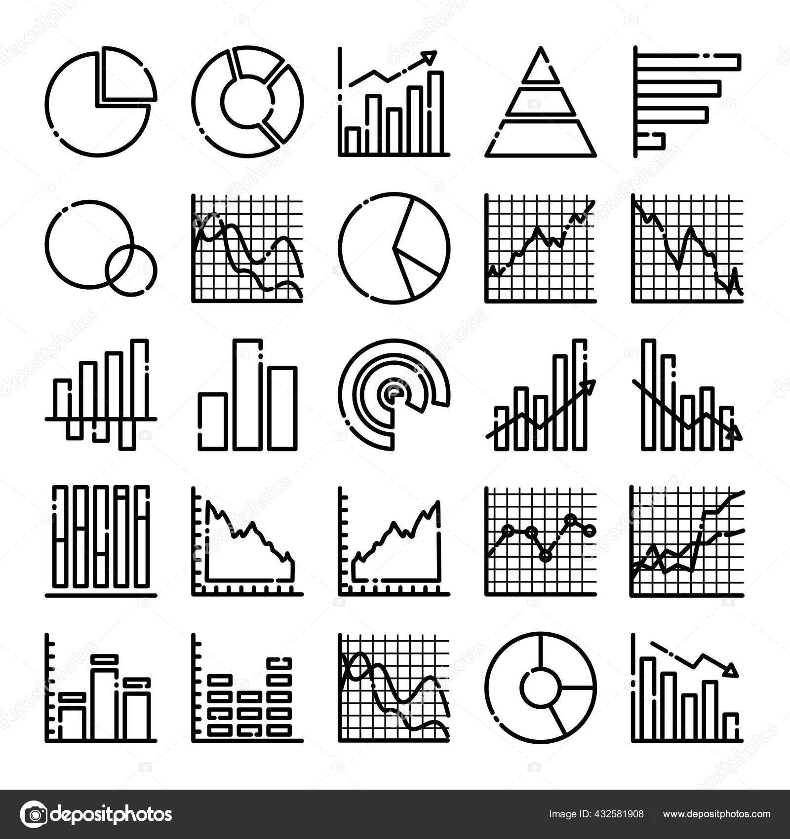 Charts Themed Icon Set Outline Style Can Used Both Mobile Stock Vector ...
