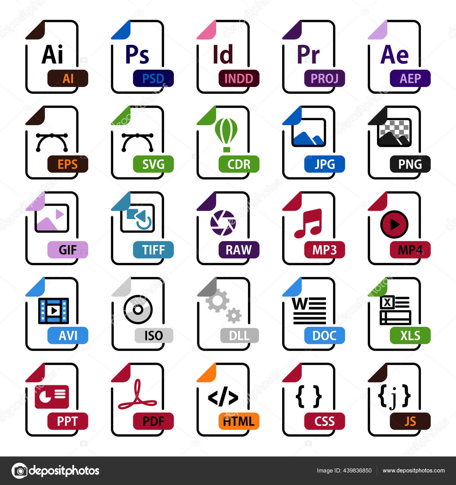 Collection Icons Various File Formats Stock Vector Image by ©Halogenz ...