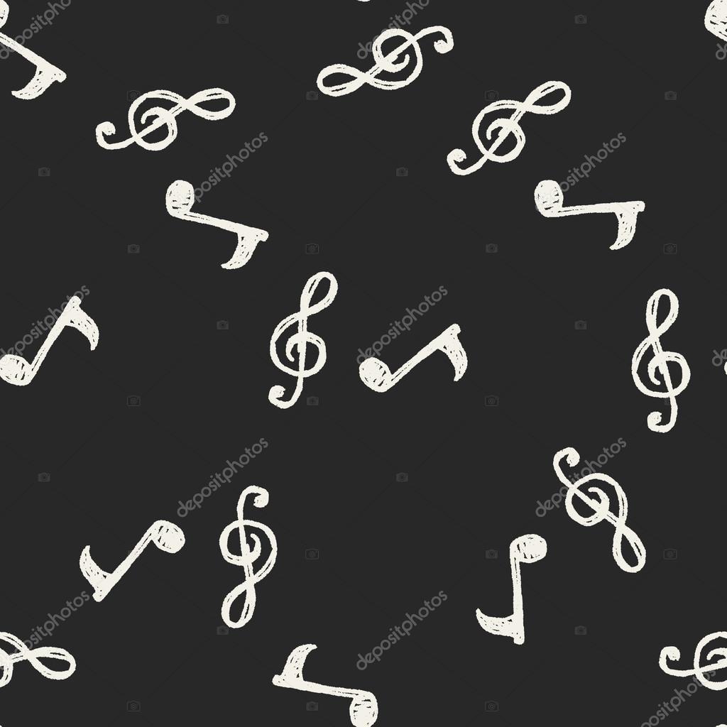 Music note doodle drawing seamless pattern background Stock Vector by ...