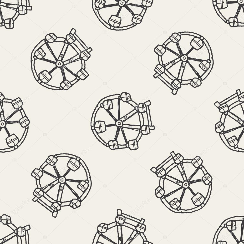 Ferris wheel doodle seamless pattern background Stock Vector Image by ...