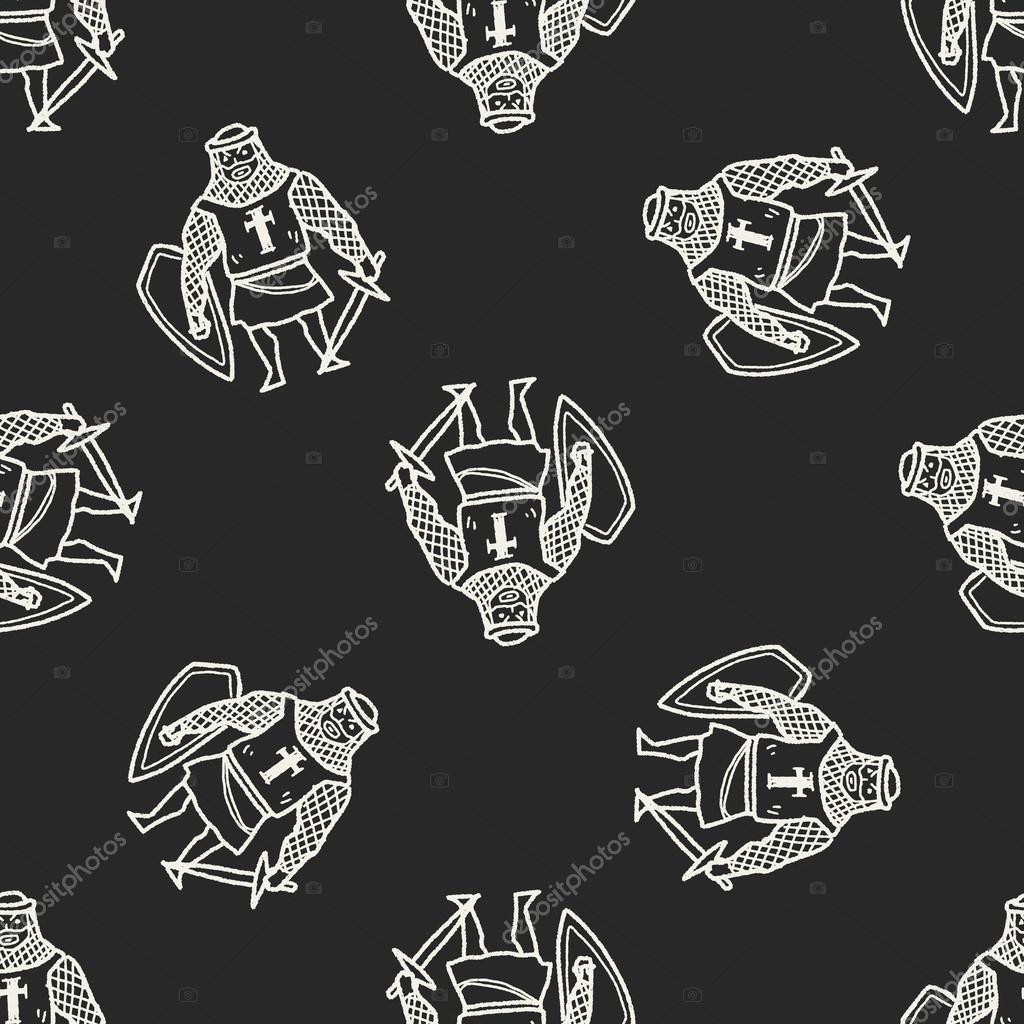 Knight doodle seamless pattern background Stock Vector Image by ©hchjjl ...