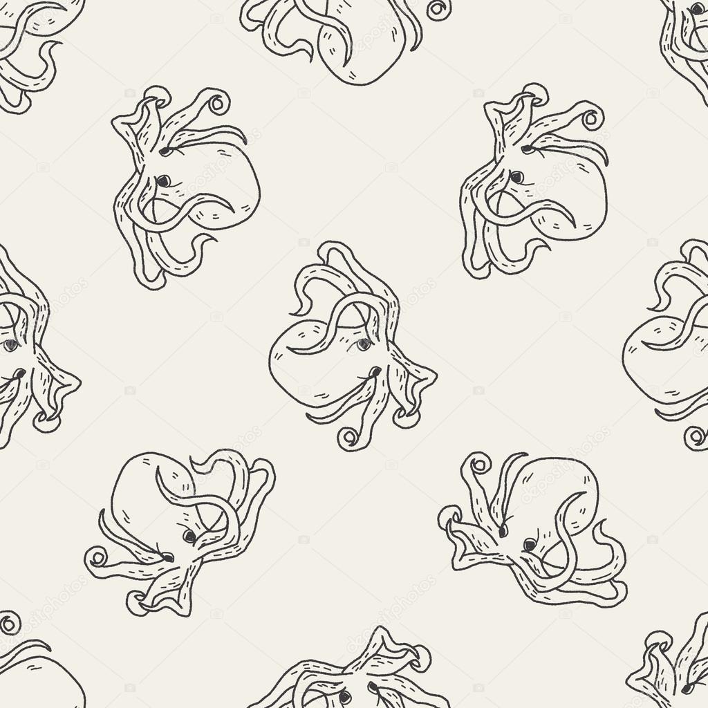Octopus doodle seamless pattern background Stock Vector Image by ...