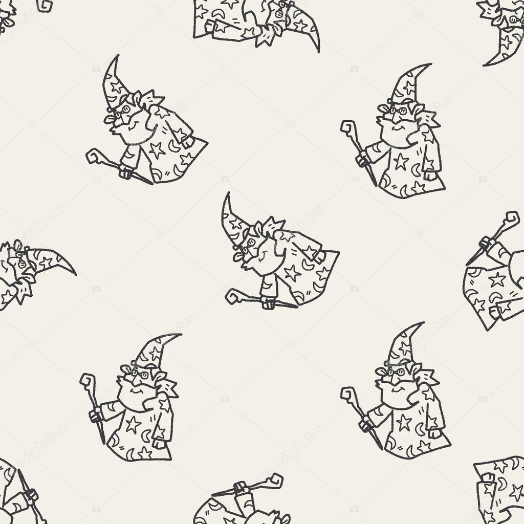 Wizard doodle seamless pattern background Stock Vector by ©hchjjl 74113541