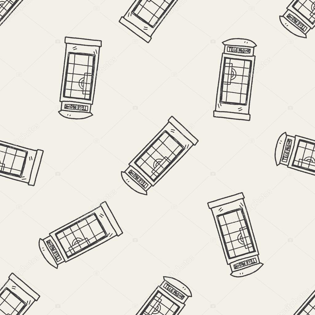 Telephone booth doodle seamless pattern background Stock Vector Image ...