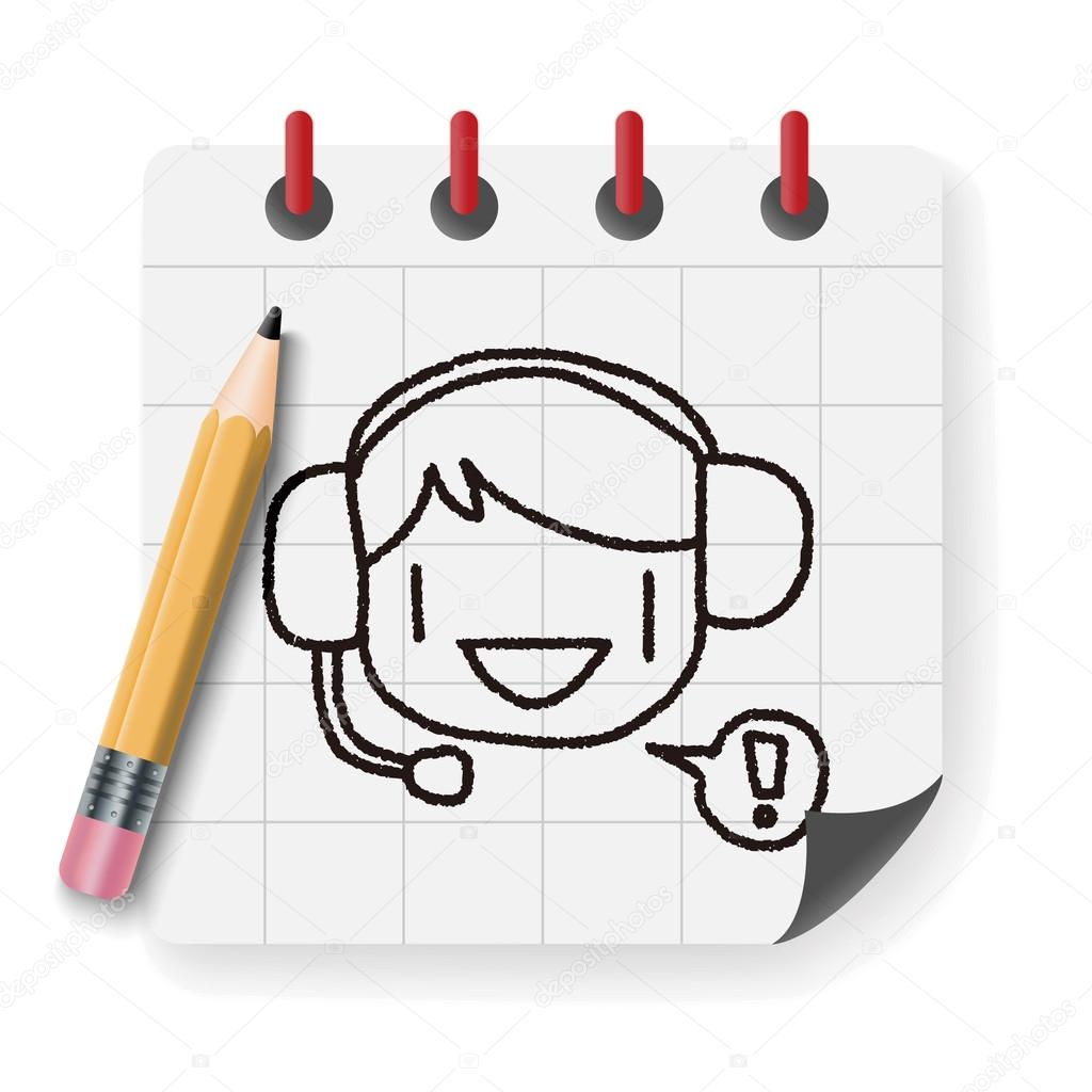 Servicio al cliente doodle dibujo ilustración vectorial — Vector de ...