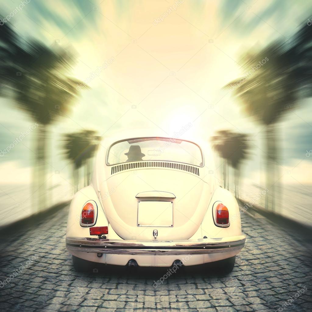 Man driving very fast on a wite car — Stock Photo © frankie_s #65170497