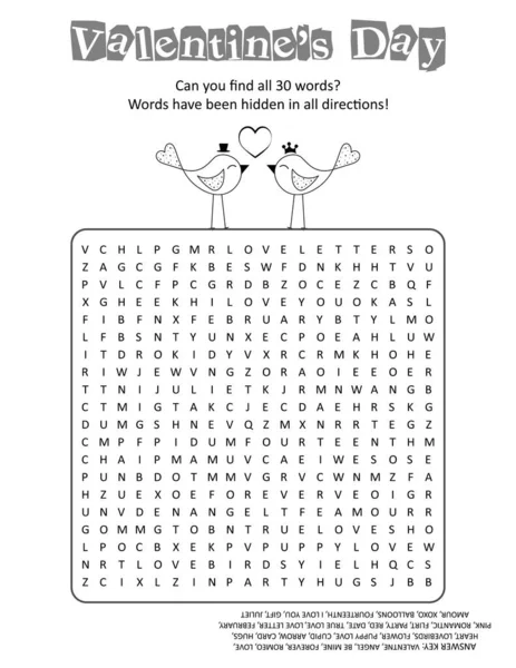 Puzzle Búsqueda Palabras Del Día San Valentín Juego Educativo Para ...