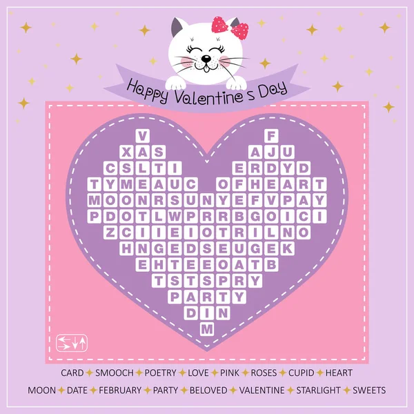 Puzzle Búsqueda Palabras Del Día San Valentín Juego Educativo Para ...