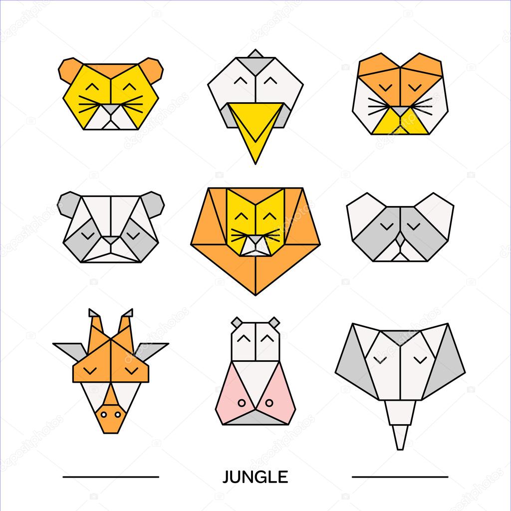 Animales 11 | Animals jungle origami 11 — Vector de stock ...