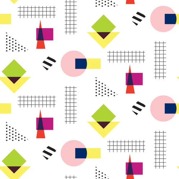 Memphis style vector seamless pattern with geometric shapes. Stock ...