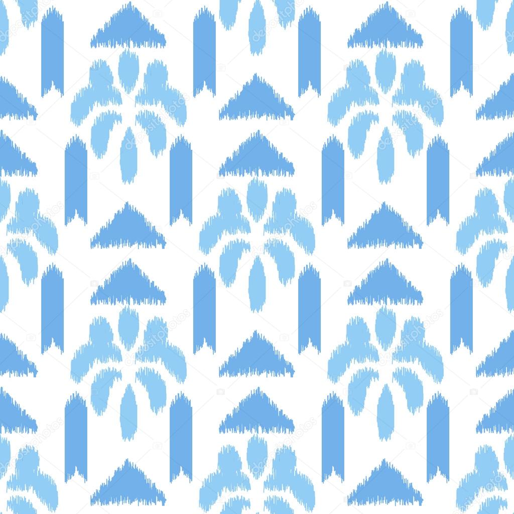 Blue ikat seamless vector pattern. Textile fabric design. Stock Vector ...