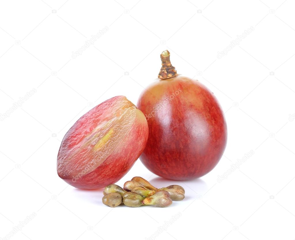 Red grape and seed isolated on the white background Stock Photo by ...