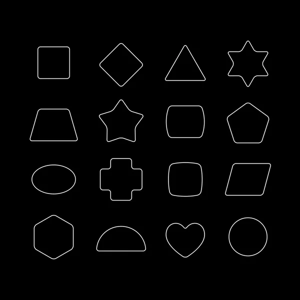 Linear thin geometric rounded shapes. Heart, star, hex, triangle Stock ...