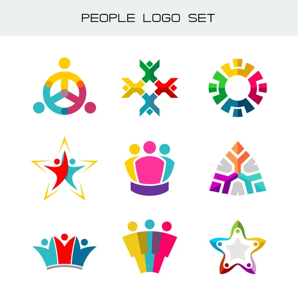 People logo set. Group of two, three, four or five people logos ...