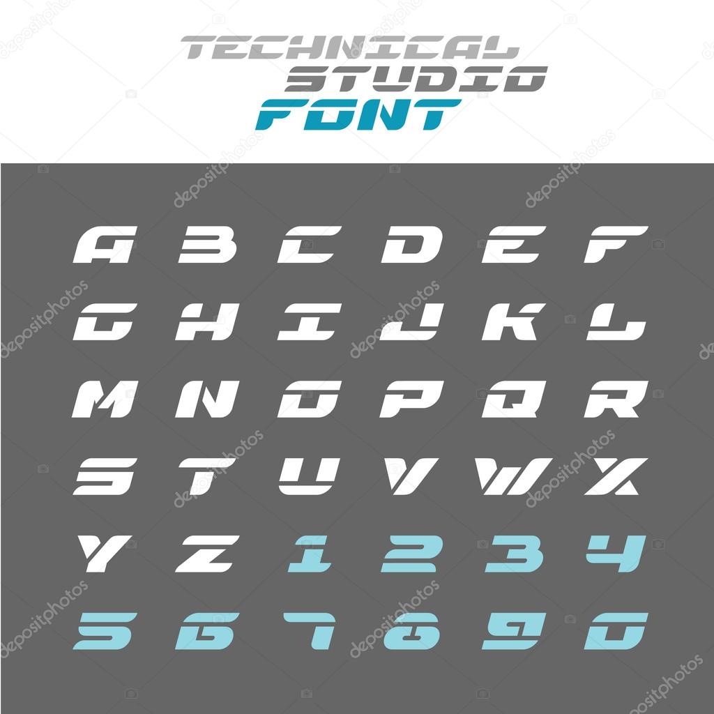 Tech letters stencil font. — Stock Photo © Kilroy #98397840