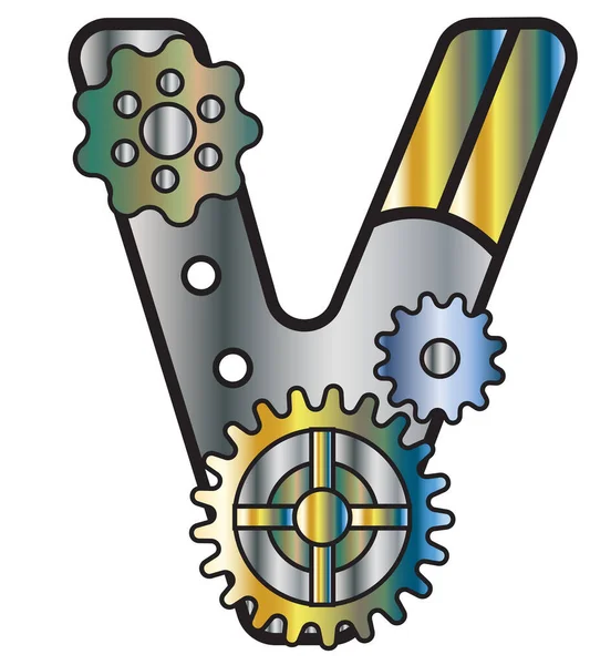 Font Style Steampunk Mechanical Metal Alphabet Gears Letter Vector ...