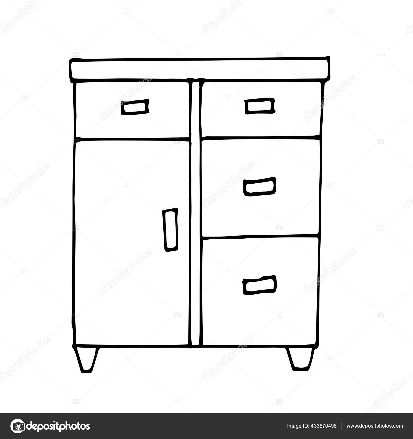 Vector Drawing Vector Drawing Modern Bedside Table Sketch Stile Linear ...