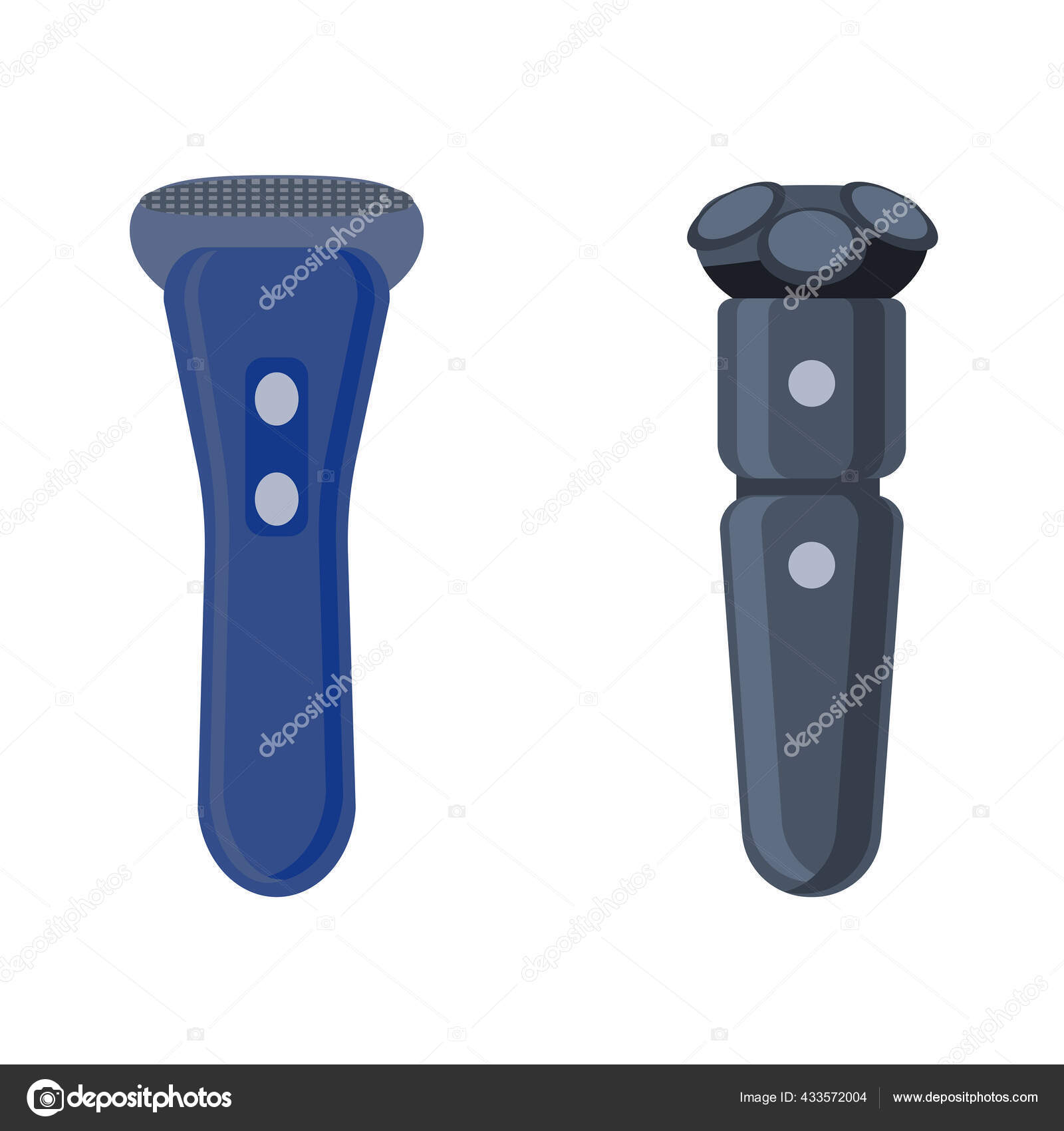 Set Razors Drawn Cartoon Style Electric Straight Men's Razors Shaving ...