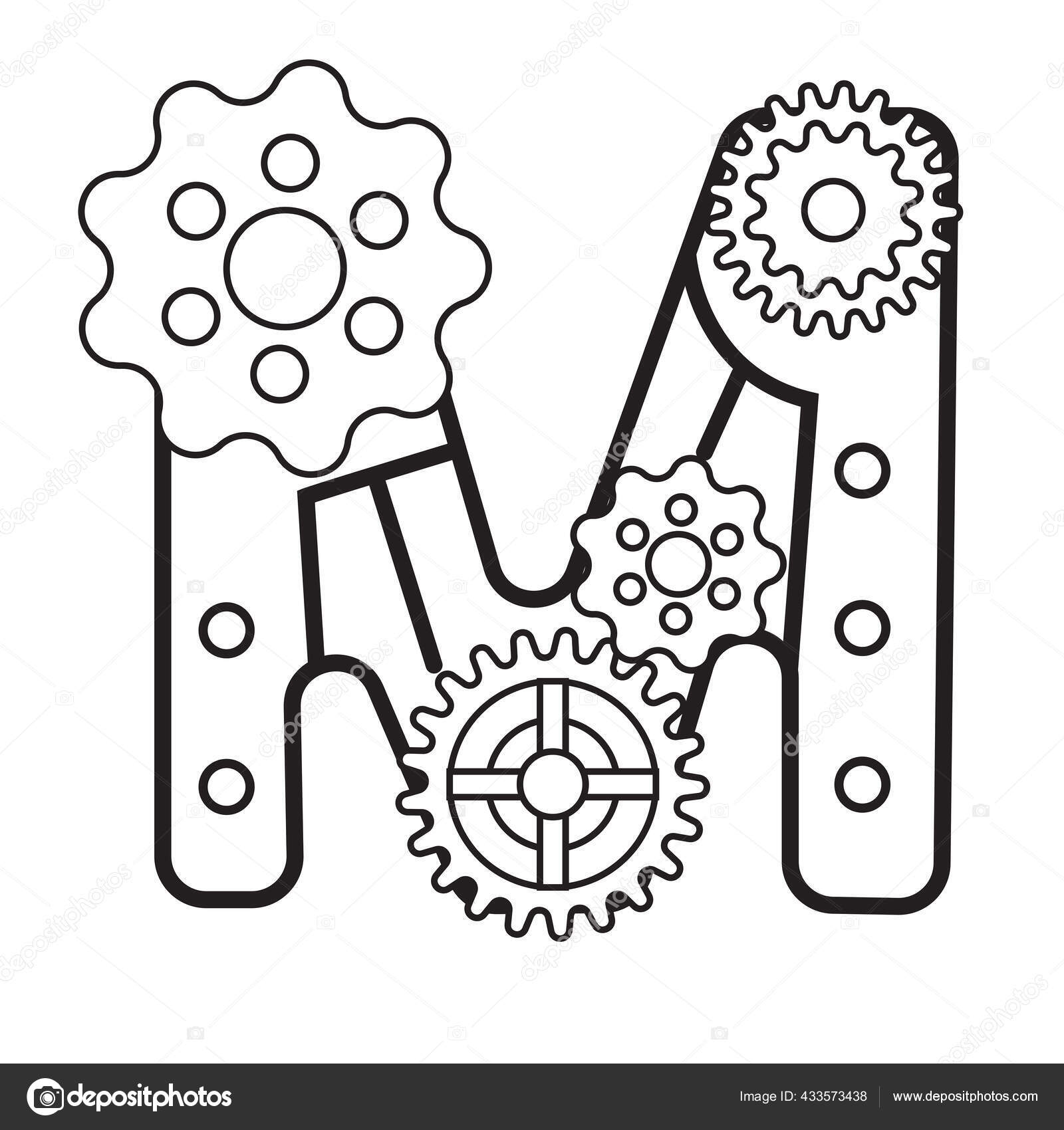 Steampunk Style Typeface Inglés Alfabeto Mecánico Engranajes Letra ...