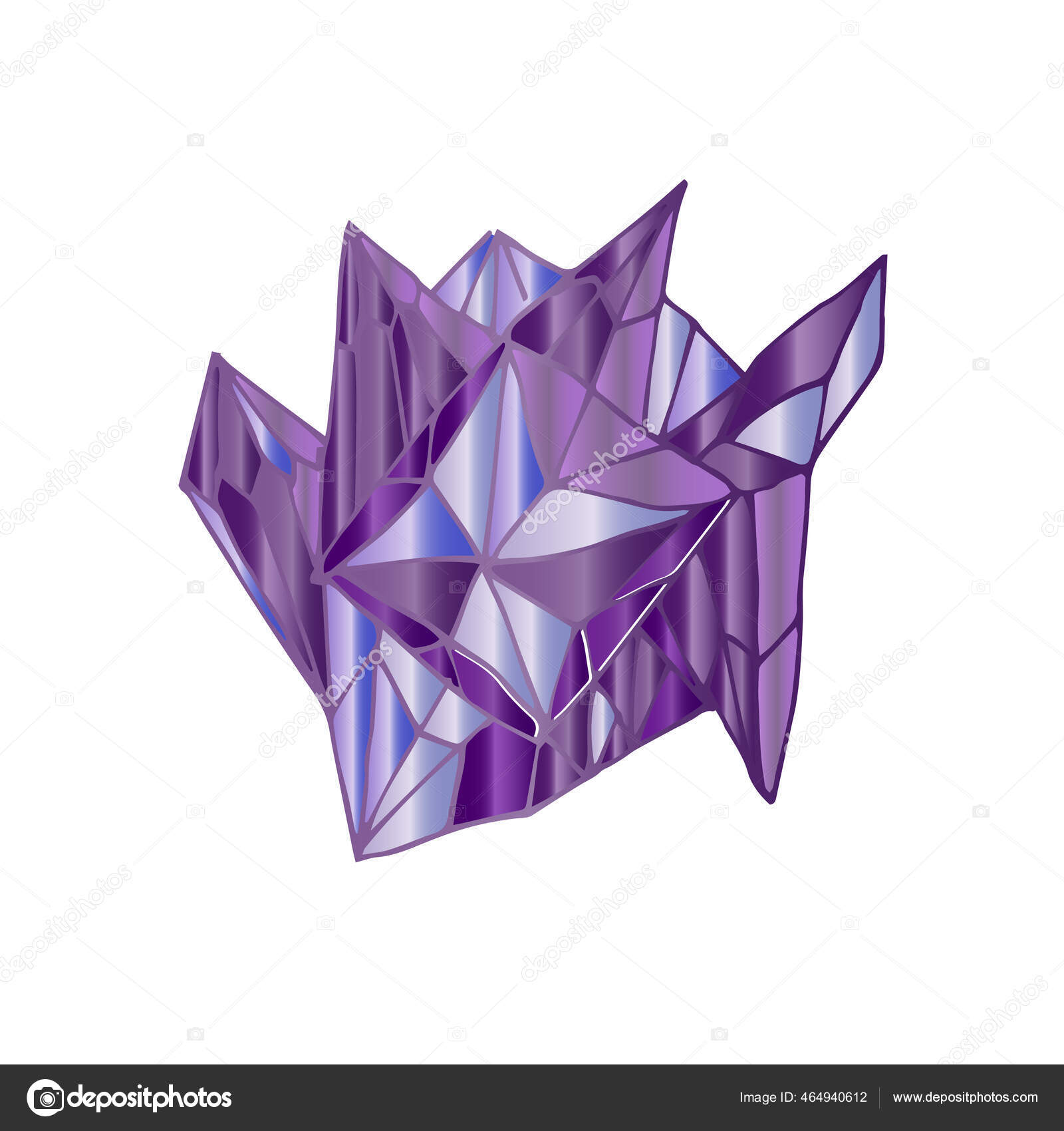Healing Crystals Purple Amethyst Isolated White Background Vector ...