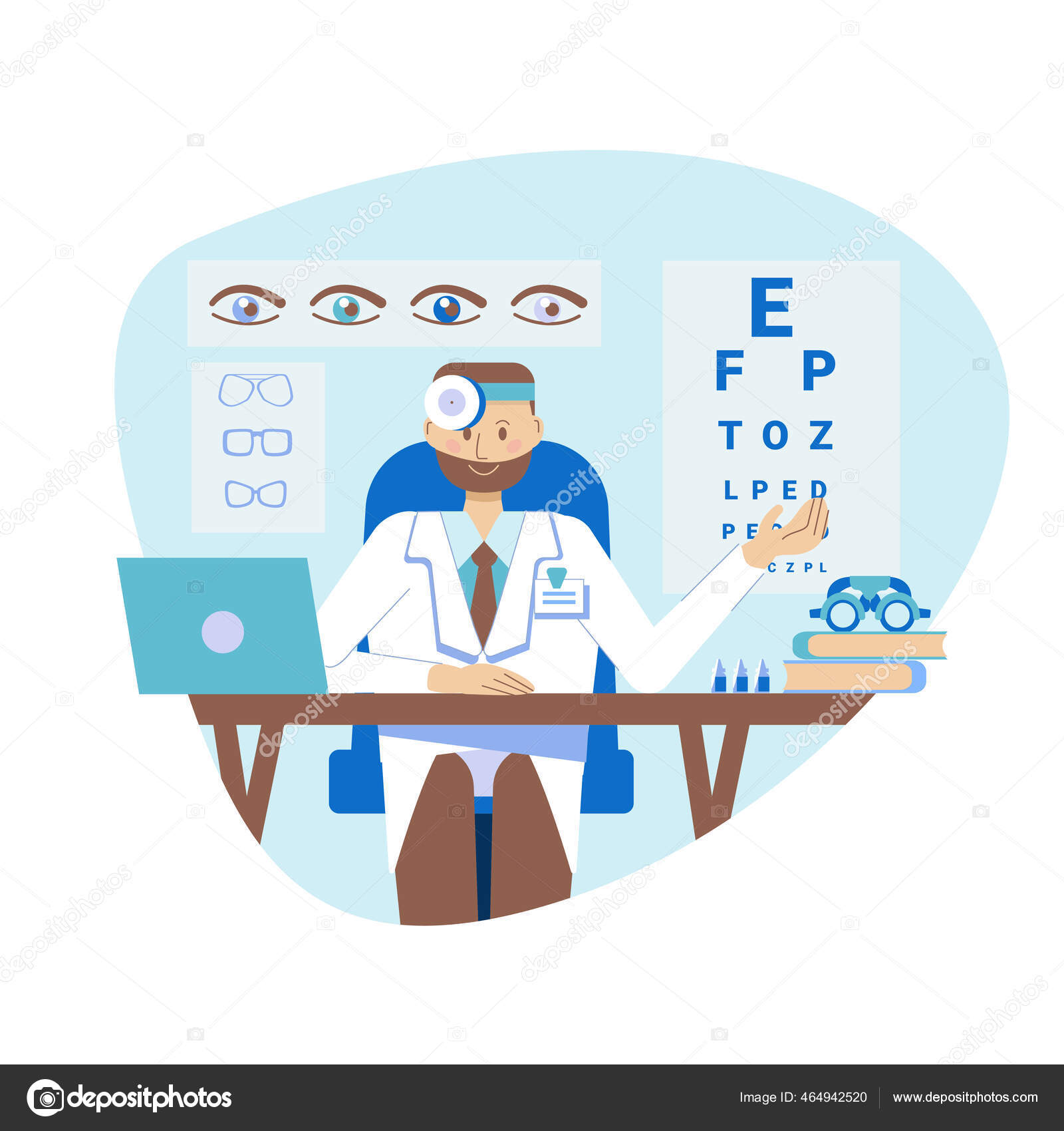 Concept Young Ophthalmologist Practicing Optometrist Sits Table ...
