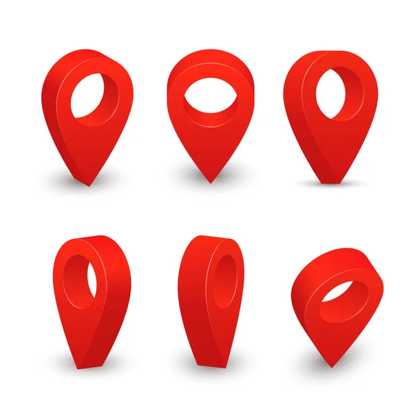 Creative vector illustration of locator, pin realistic 3d map pointers in various angle isolated ...