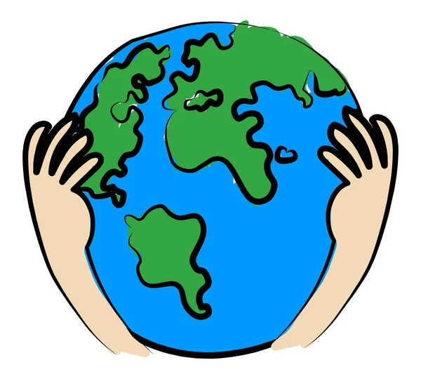 Stick Figure Kids Holding Planet Earth Stock Illustration Vector Earth ...