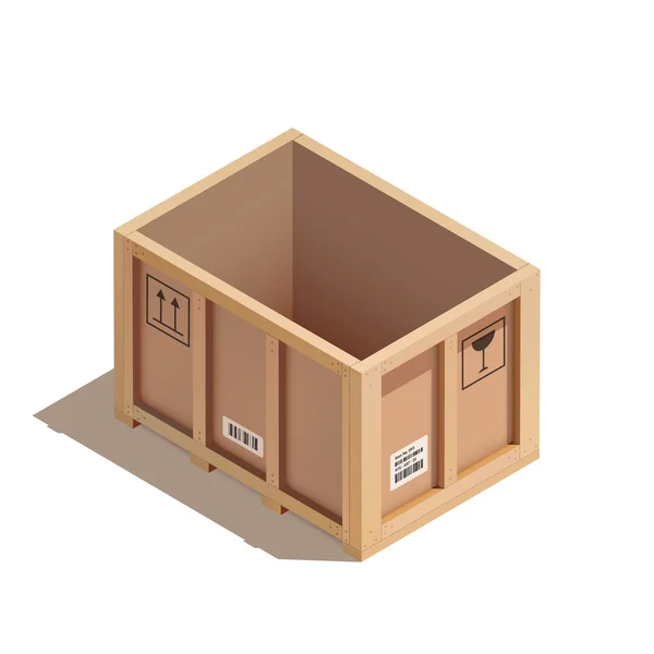 Isometric Wooden Crate with Shadows, Vector EPS10 Illustration Stock ...