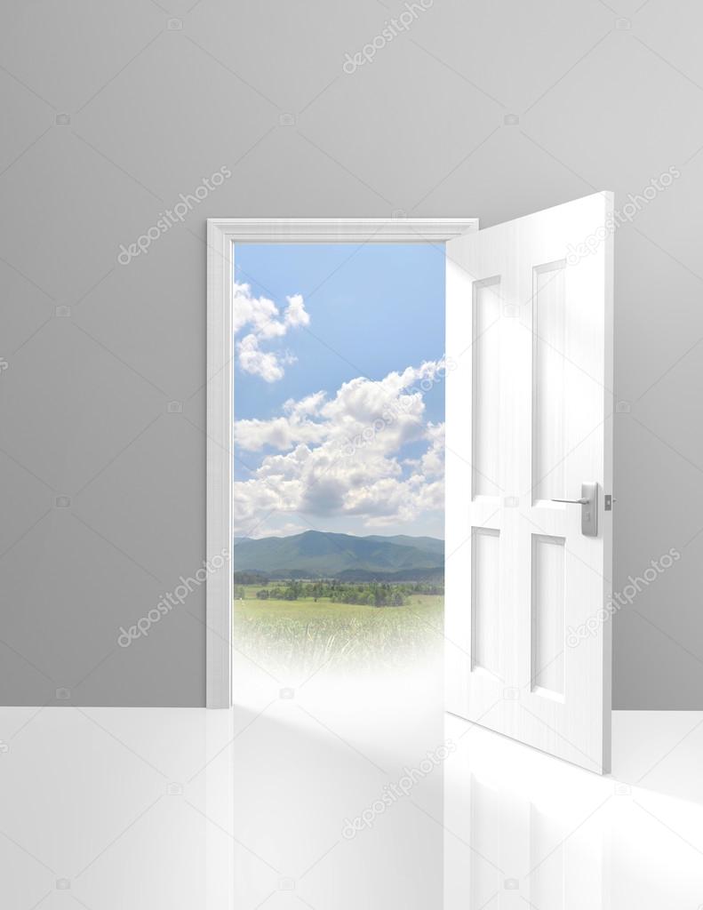 Door opening to an adventurous outdoor trip in the wild Stock Photo by ...