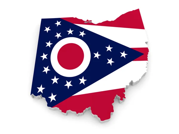 Mapa geográfico fronterizo y bandera de Ohio, The Buckeye State 2024