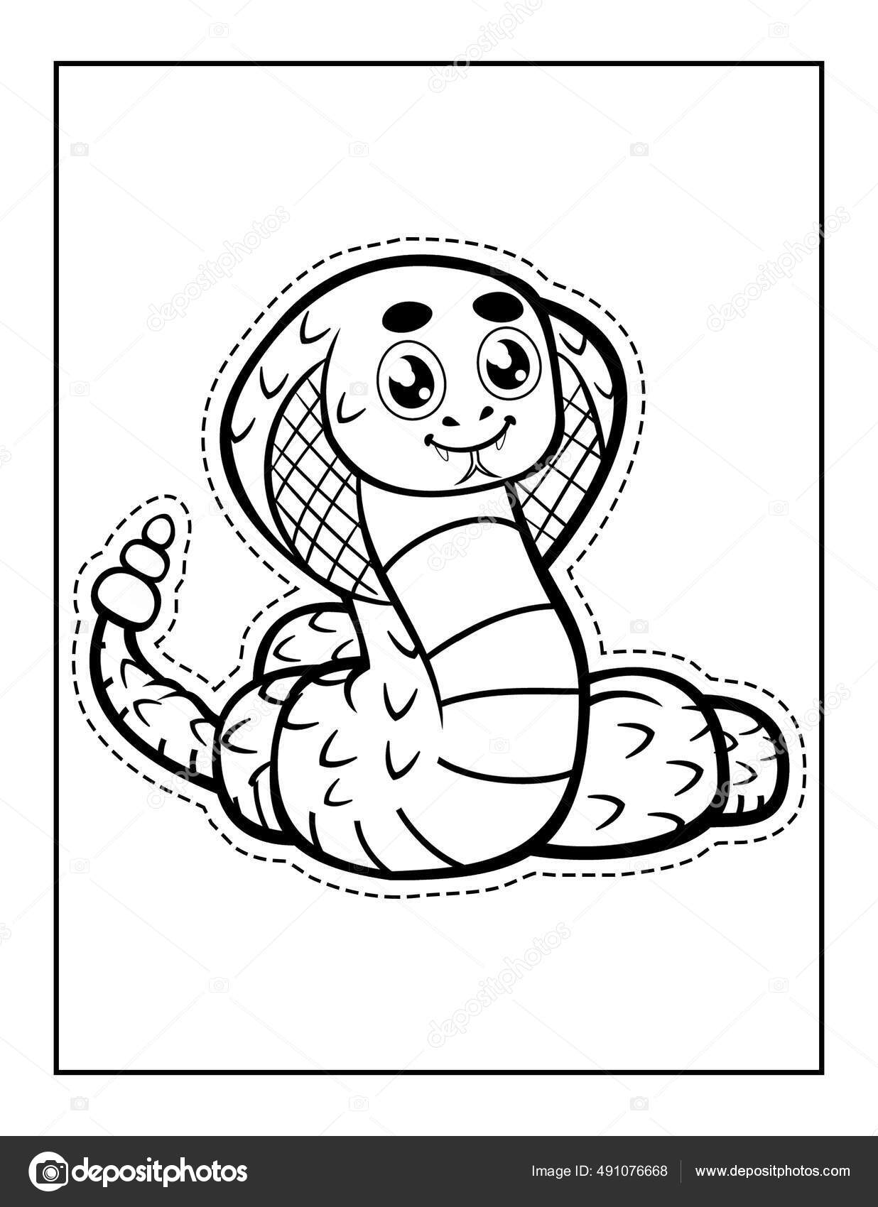 Baby Snake Scissor Skills Coloring Activity Page Kids Stock ...