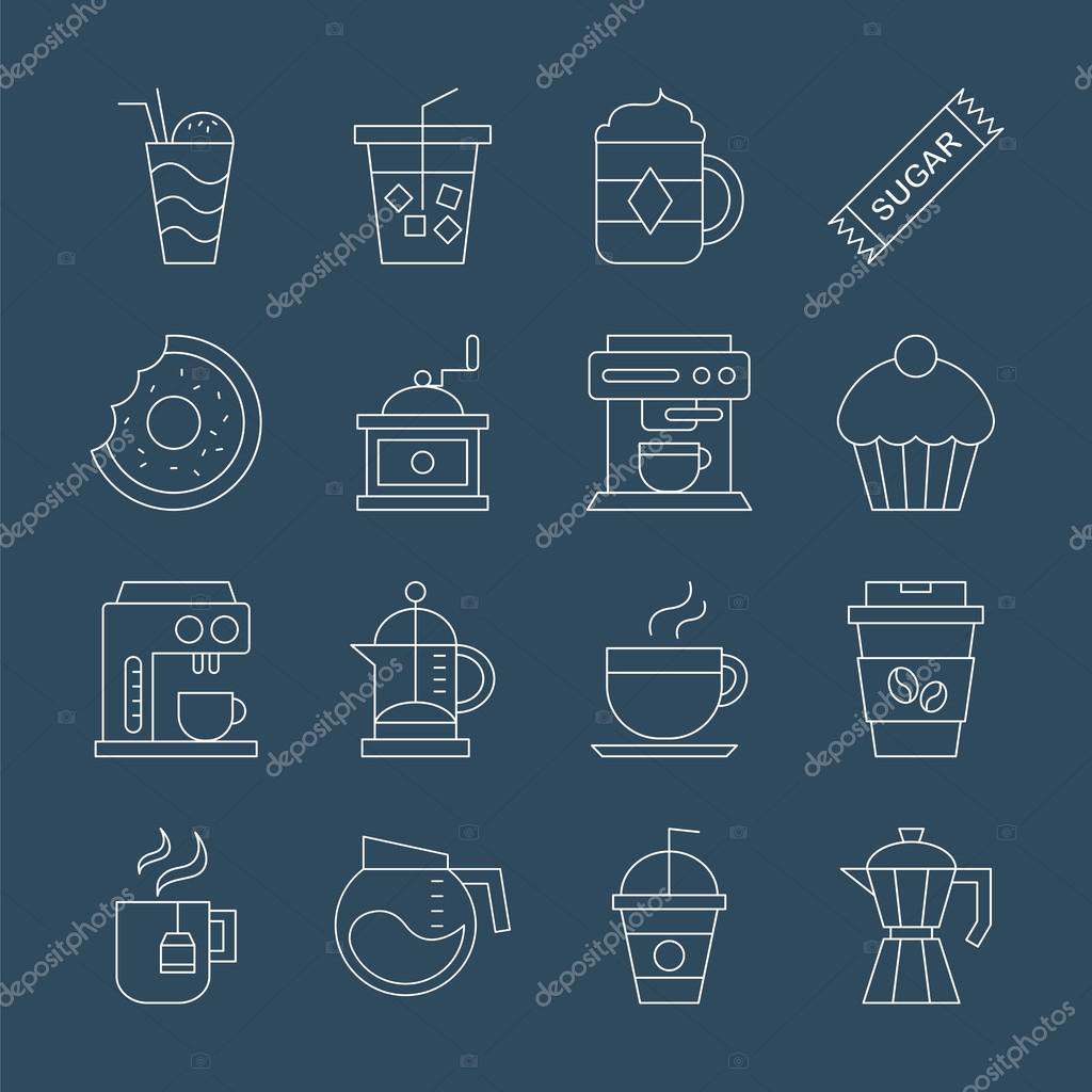 Coffee line icon set Stock Vector by ©vectorchef 68334001