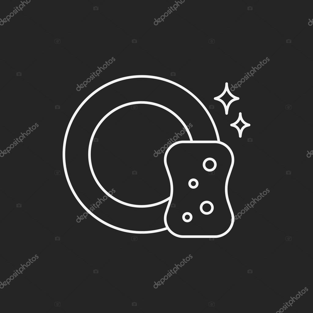 Download - Washing dishes line icon — Illustration