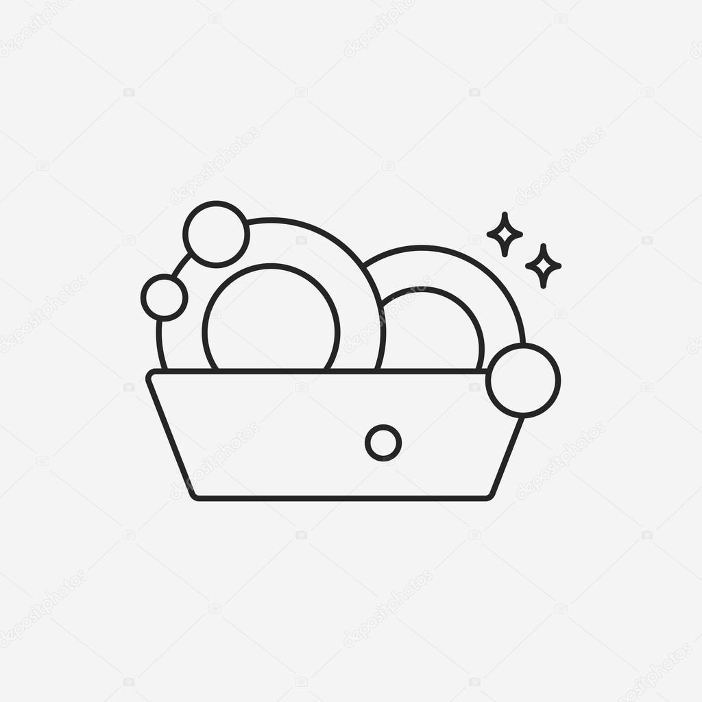 Washing Dishes Line Icon Stock Vector Image By ©vectorchef 75171537