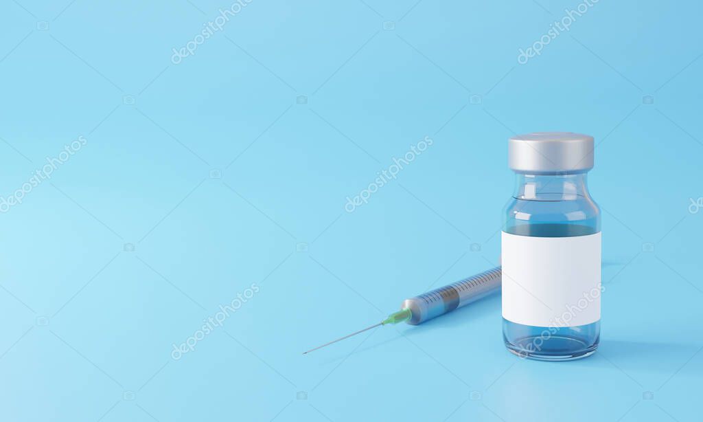 Etiqueta blanca en blanco en el frasco de inyección vial de vidrio con ...