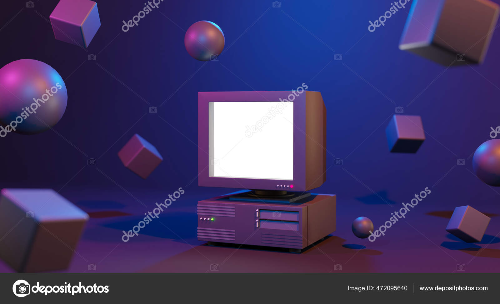 Render Image Computer Retro Sci Background Illustration Stock Photo by ...