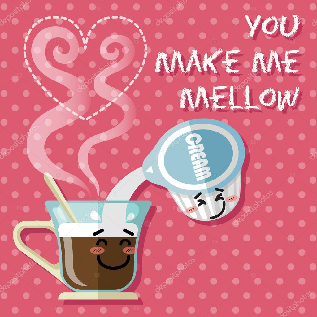 Smiling cartoon on coffee cup and coffee creamer Stock Vector Image by ...