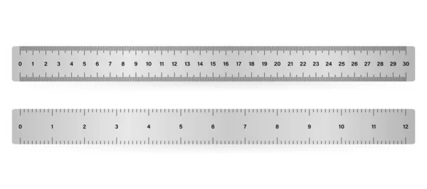 Realistic metal ruler measuring scale. Vector markup for 15 inches 30 ...