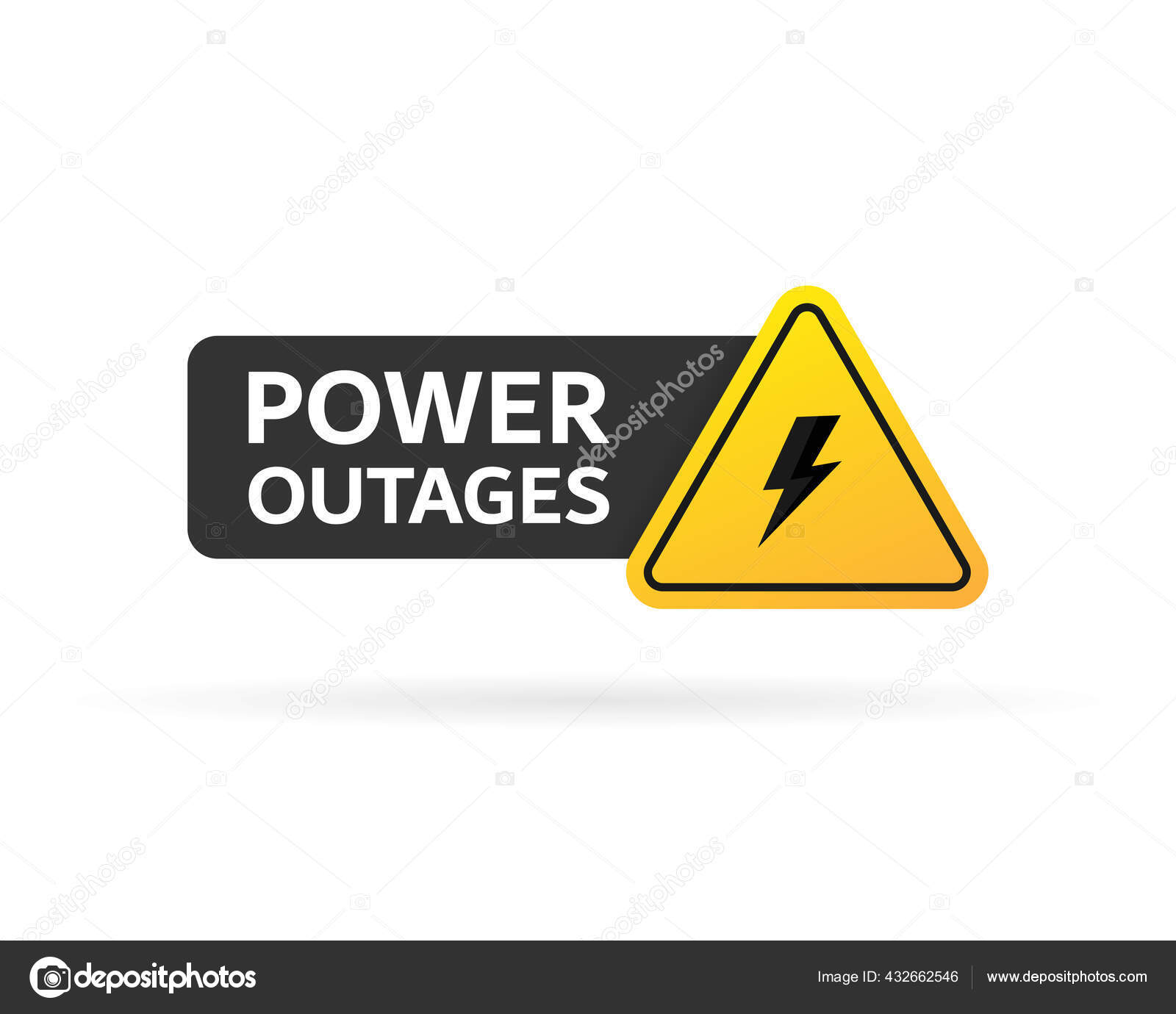 Power Outage Symbol Electricity Symbol Yellow Caution Triangle Text ...
