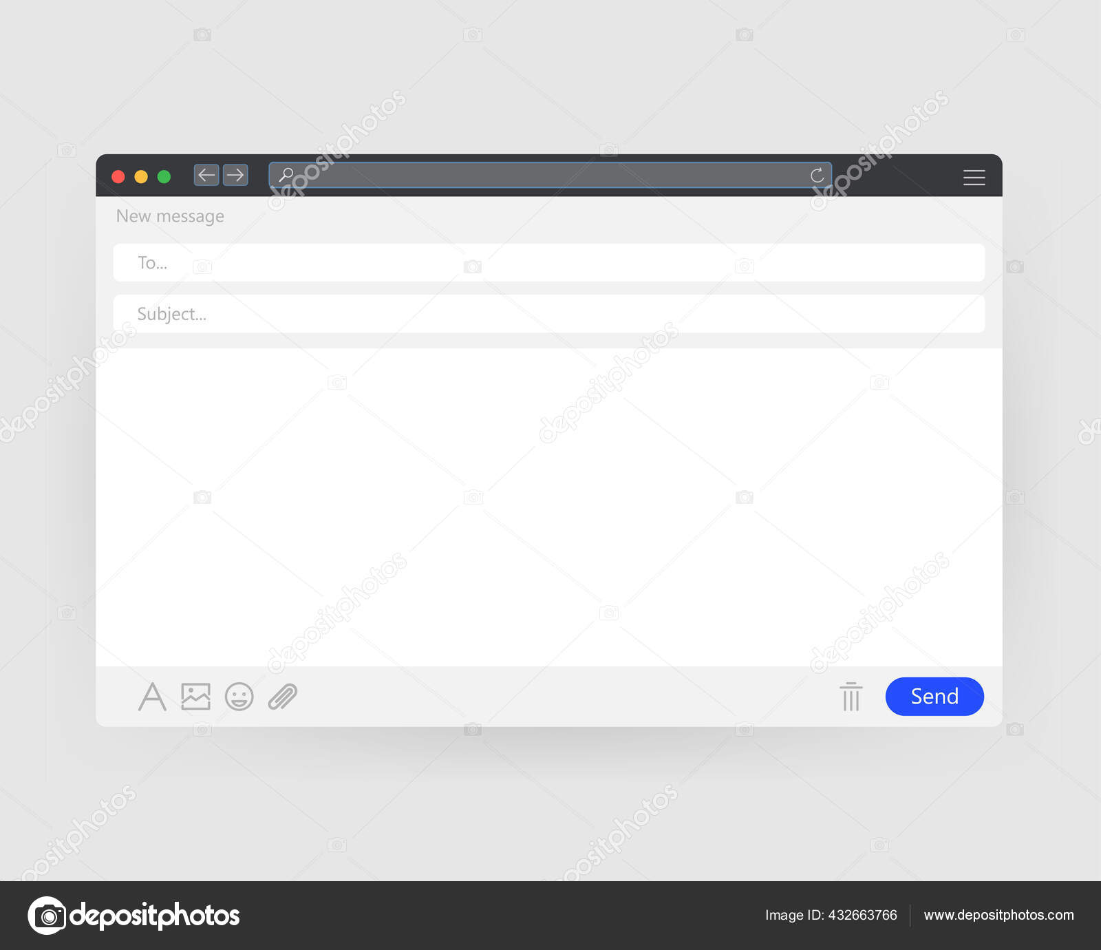 Correo Electrónico Plantilla Blanco Internet Interfaz Para Mensaje ...