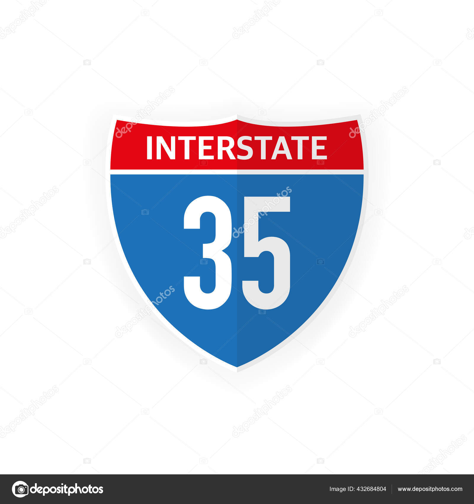 Interstate Highway Road Sign Icon Isolated White Background Vector ...