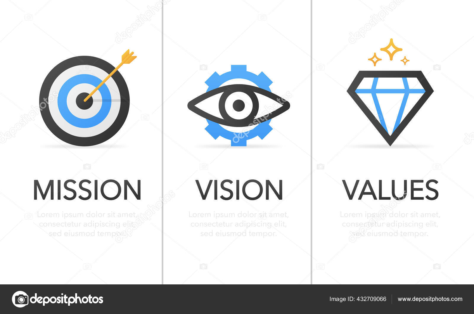 Mission Vision Values Modern Flat Design Concept Vector Icon White ...