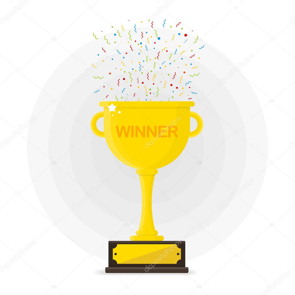 Copa ganadora en color oro con confitura sobre fondo blanco ...