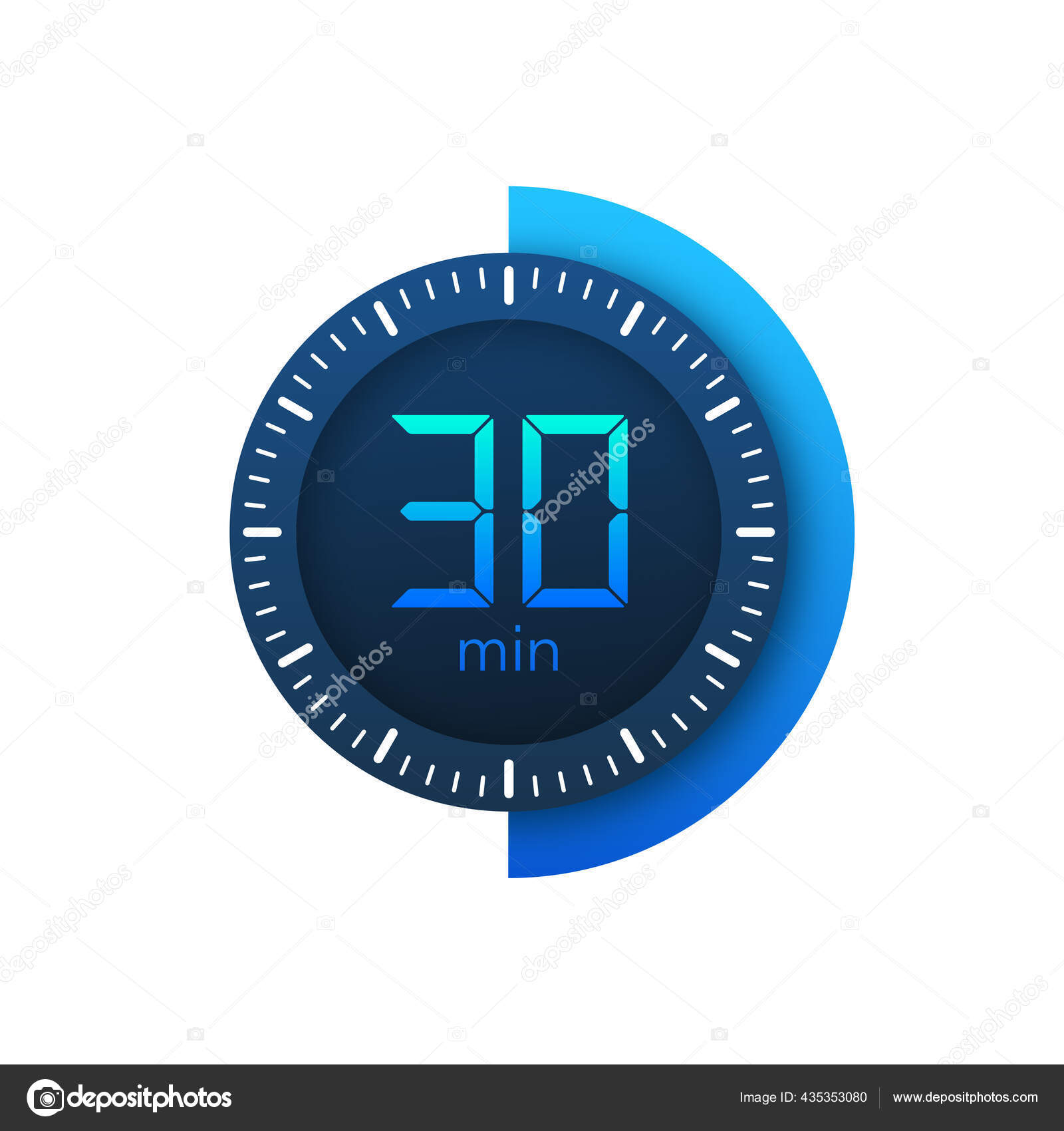 The 30 minutes, stopwatch vector icon. Stopwatch icon in flat style on ...