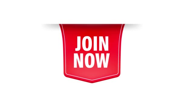 Join now red label on white background. Motion graphics. — Stock Video ...