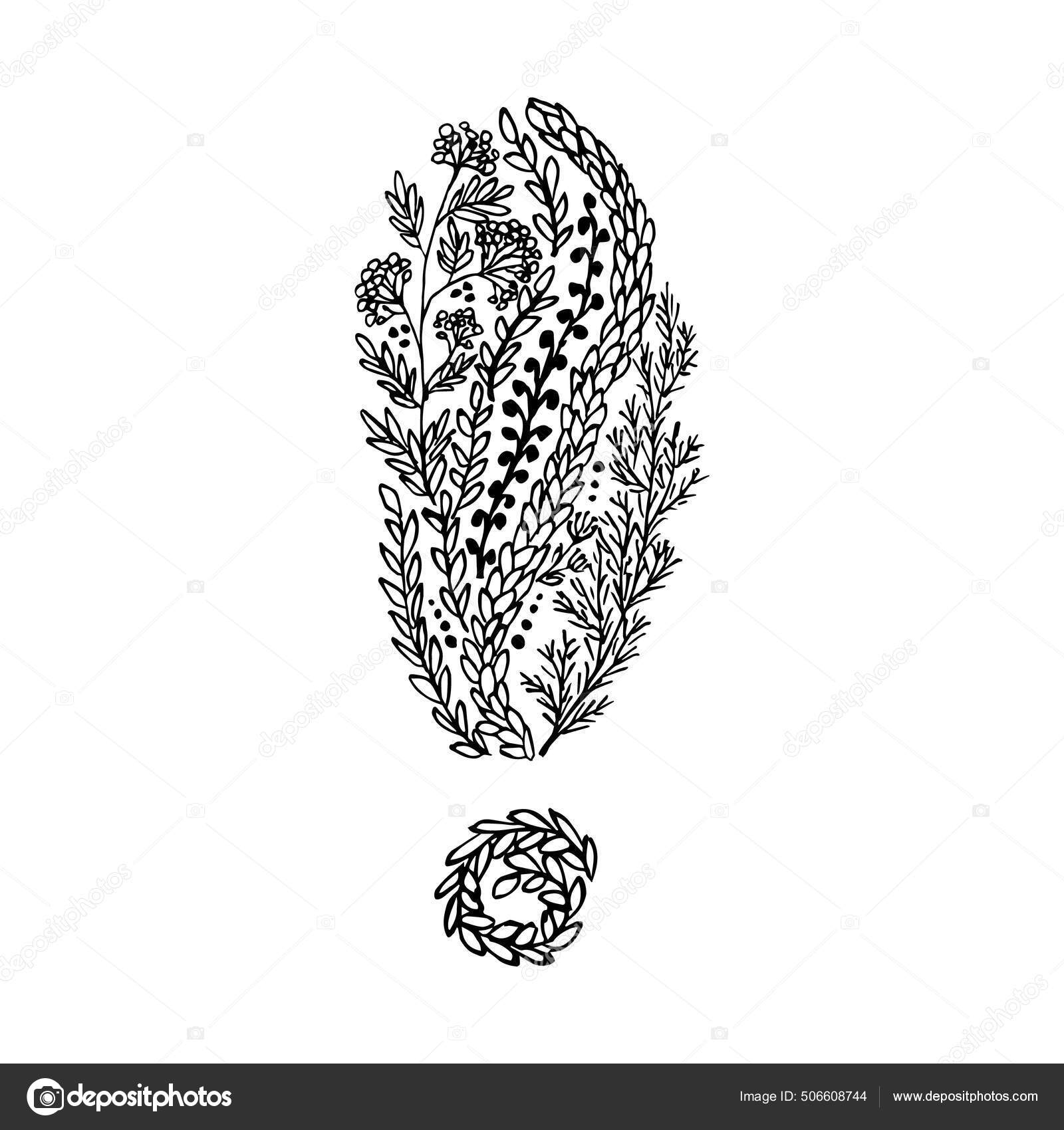 Hand drawn flower illustration. Eco exclamation mark. Stock Vector by ...