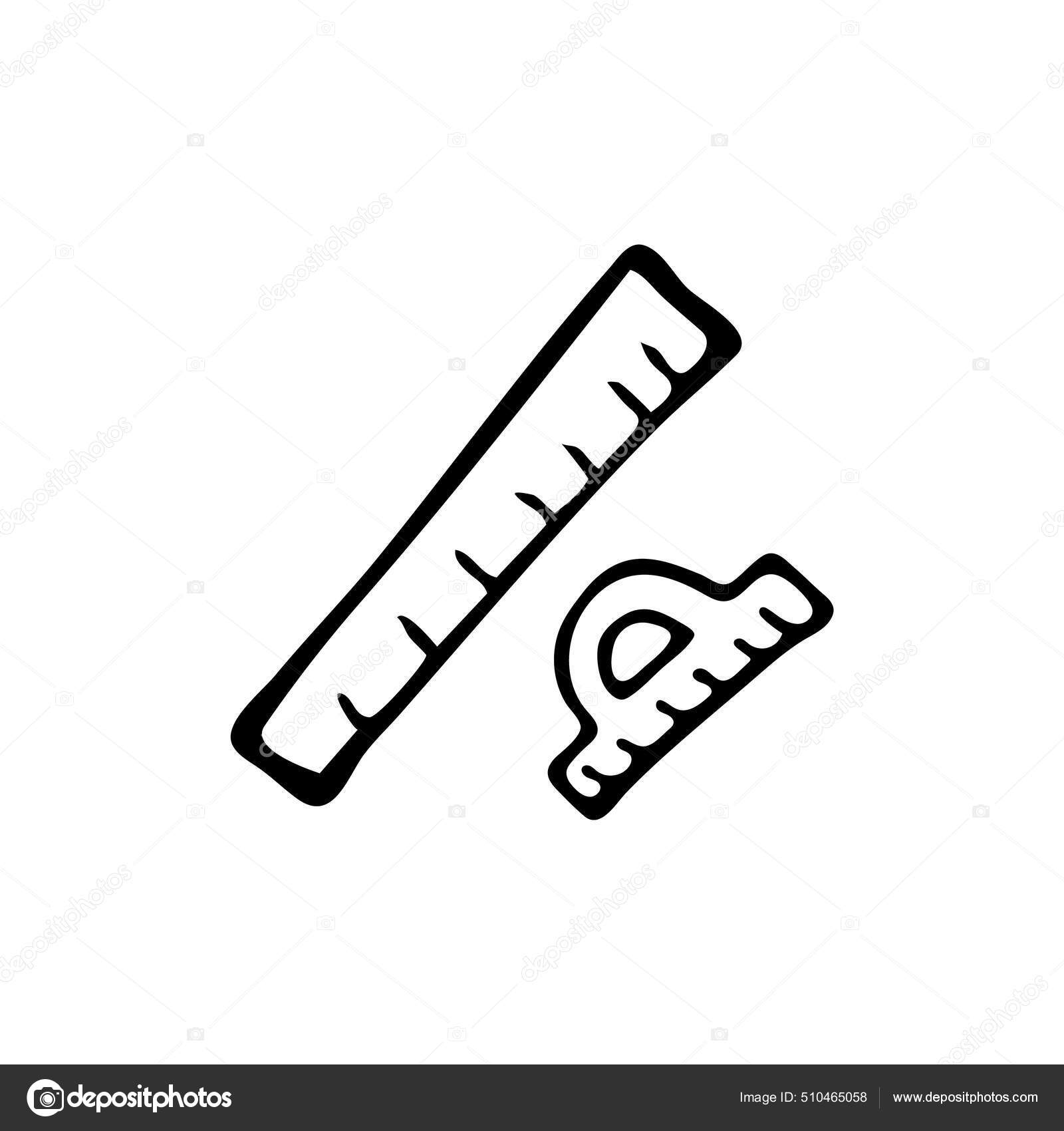 Hand Drawn Doodle Style Rulers Vector Isolated Illustration White ...