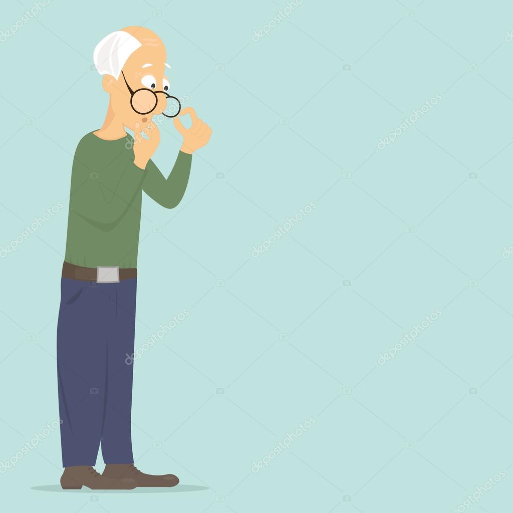 Old Man Thinking Cartoon