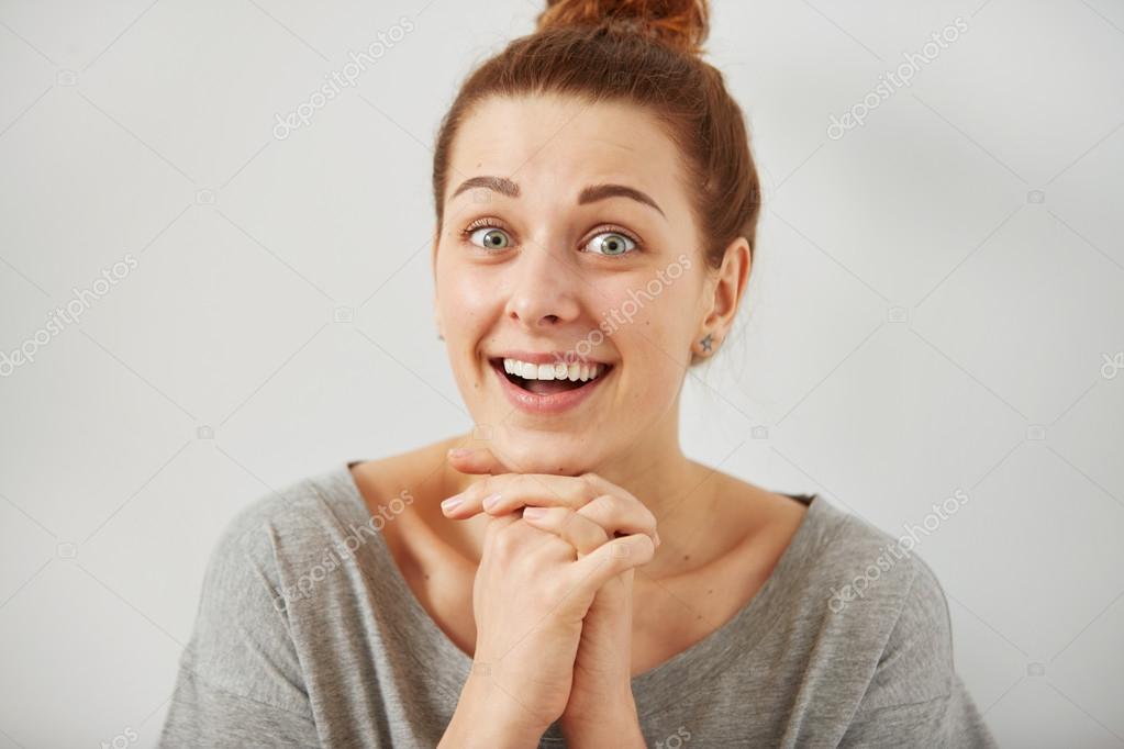 Surprise Astonished Woman Closeup Portrait Woman Looking Surprised In
